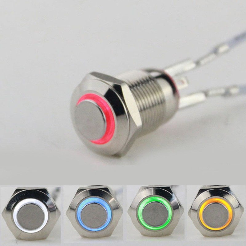 Interruptor push Button con Luz (NO) Color Blanco