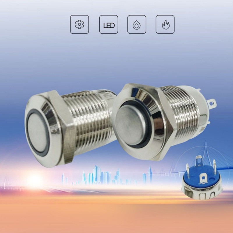 Interruptor push Button con Luz (NO) Color Blanco