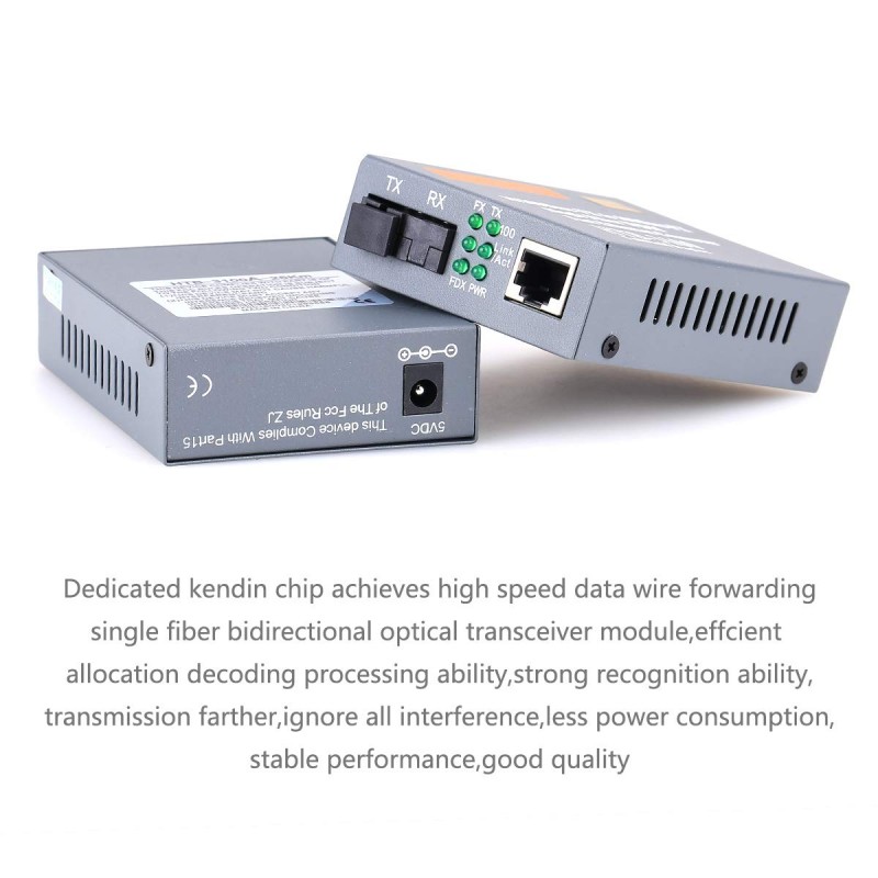 TransReceiver de fibra óptica TX y RX 25Km (par de media converter)
