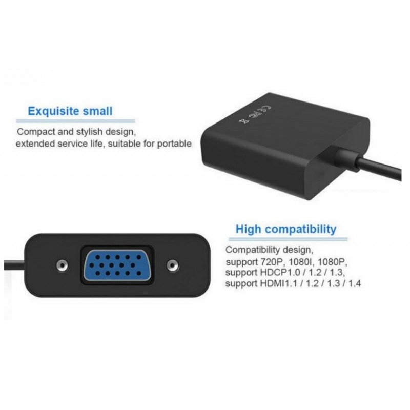 Convertidor Micro HDMi a VGA mas audio