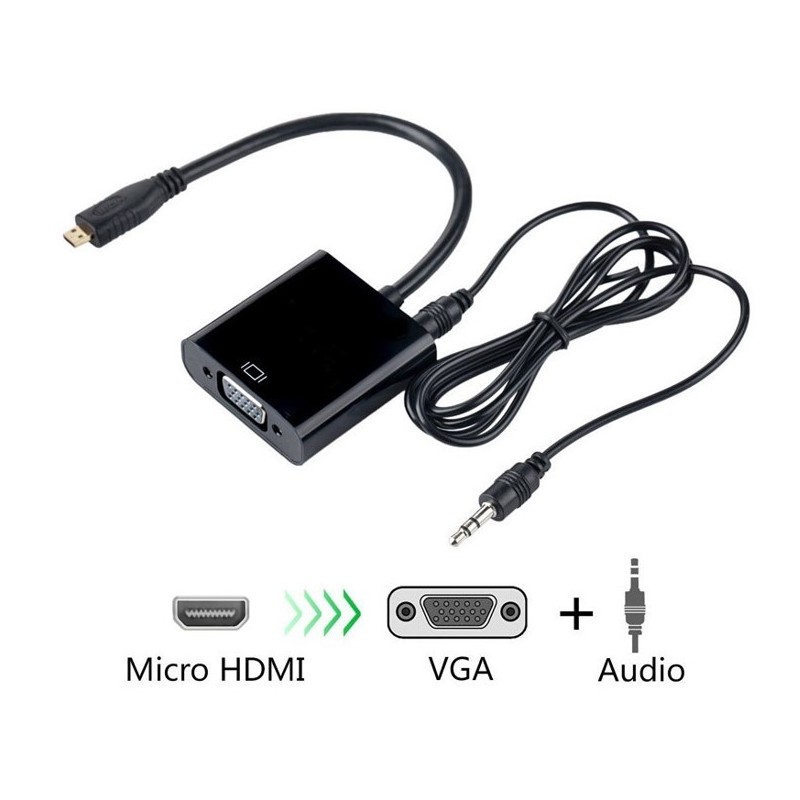 Convertidor Micro HDMi a VGA mas audio