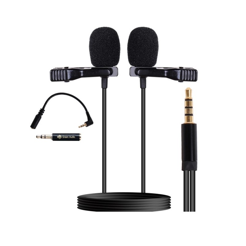 Mini micrófono doble lavalier para celular Green Audio GAM-16D