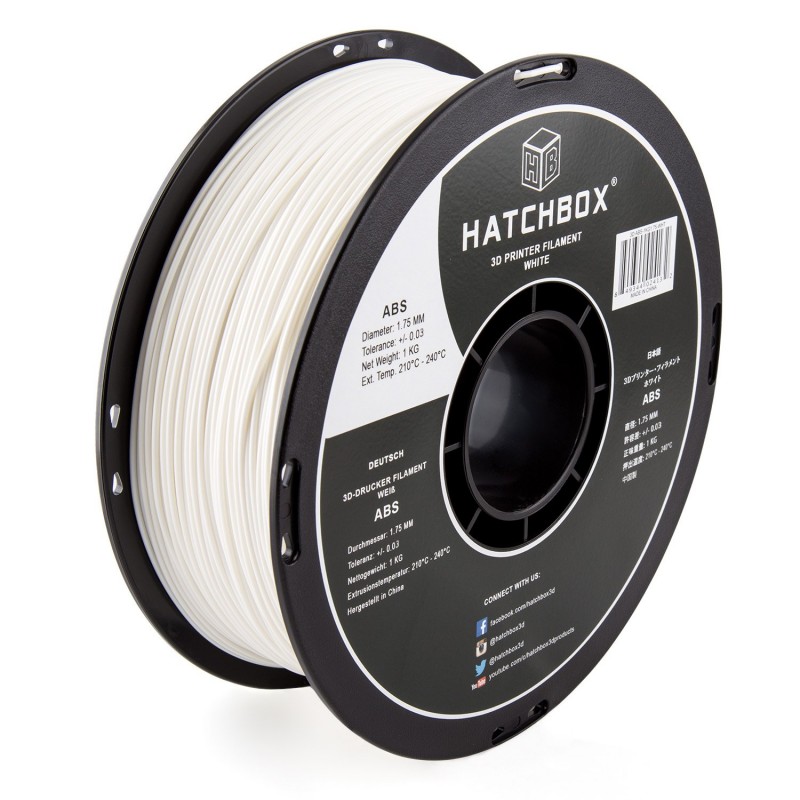 Filamento ABS Hatchbox 1.75MM 2.2LBS Color Blanco