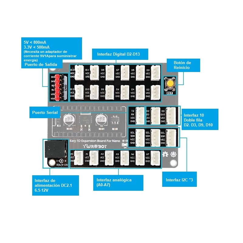 Modulo de Expansion de Sensores comparible con Arduino Nano