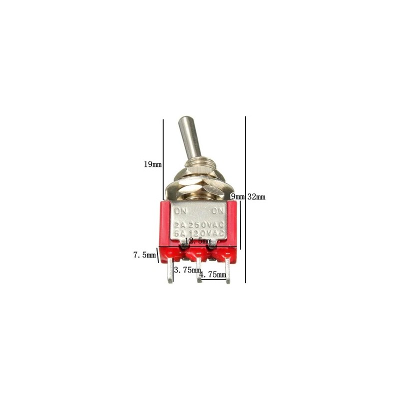 Interruptor de palanca On - Off - On (mini Switch 3 posiciones) 3 pines MTS-102 Tipo Interruptor ...