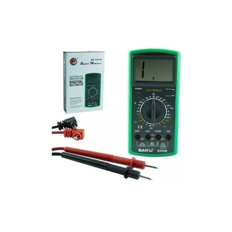 Multimetro Digital BAKU BK-9205B Tipo Con Bateria 9V