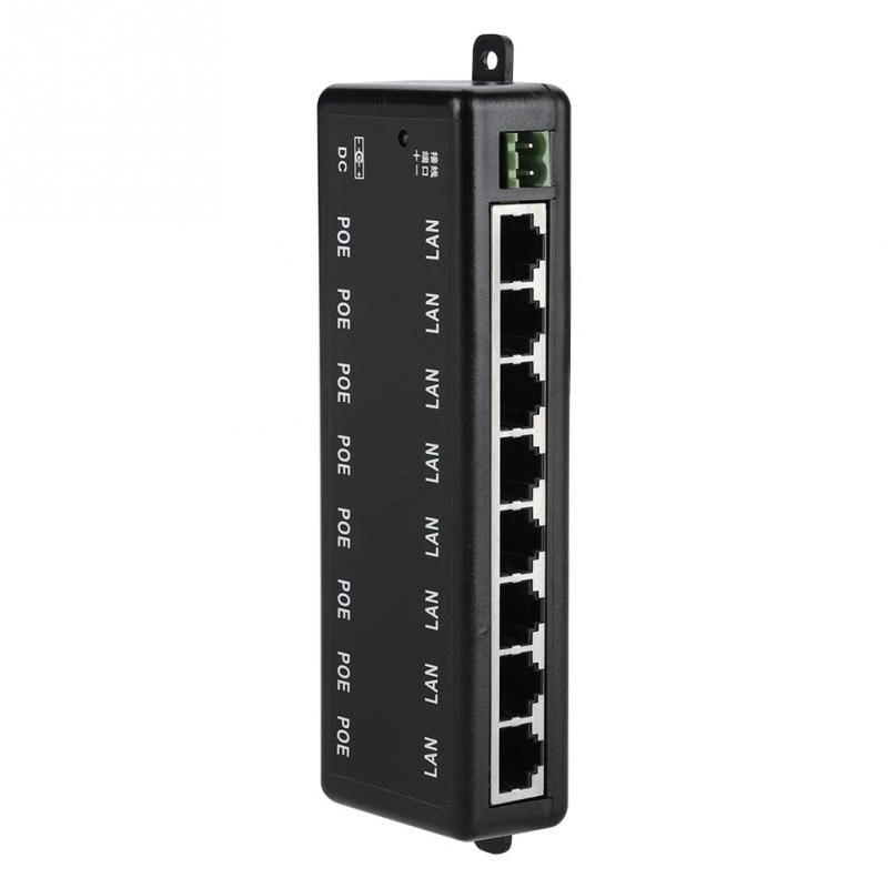 Adaptador HUB POE Pasivo RJ45 8 Puertos 12-48VDC