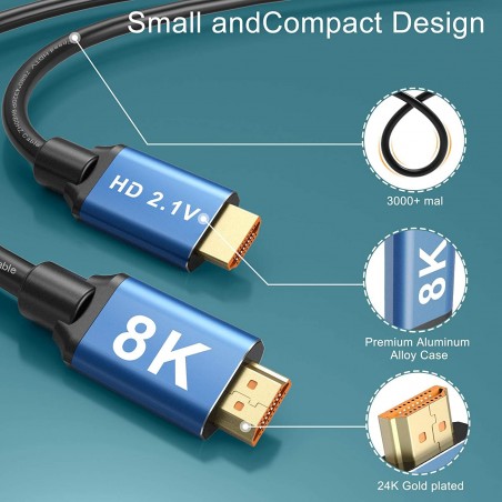 Cable 8K HDMI HD2.1V Tamaño 5 METROS / 16 PIES