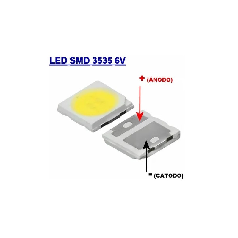 Diodo LED SMD 2835, 3030, 3535 6V Catodo Comun (10 Unidades) Tamaño 3030