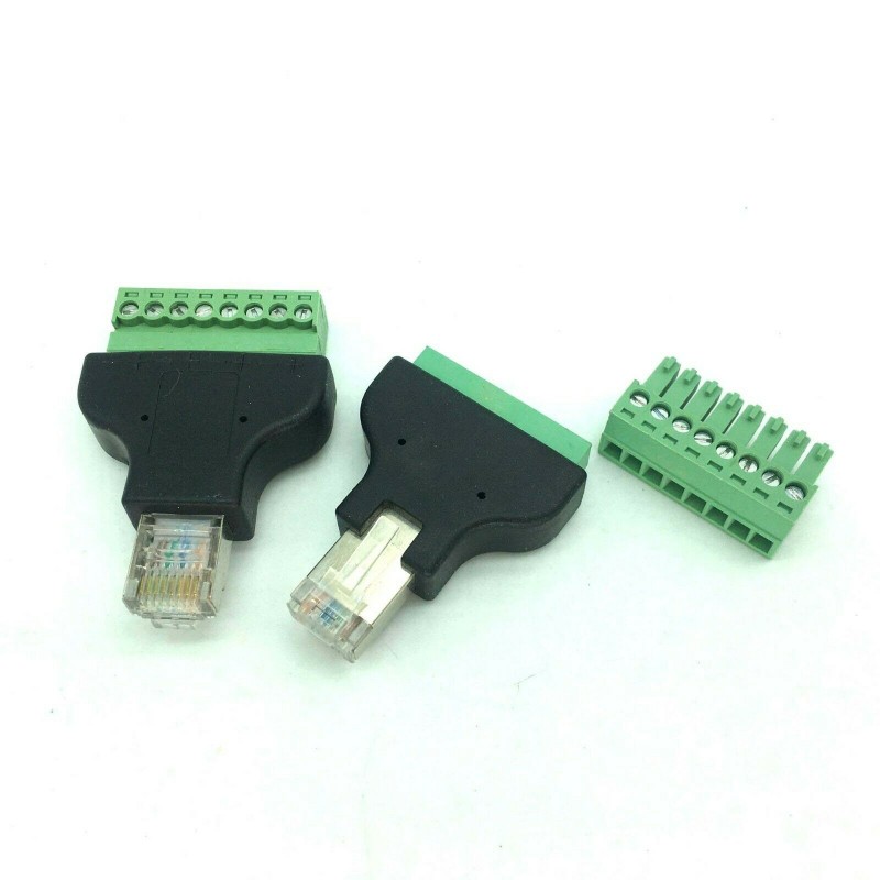 Conector Ethernet RJ45 Cat5/5e con Terminal Tipo Bloque 8 pines Tipo MACHO