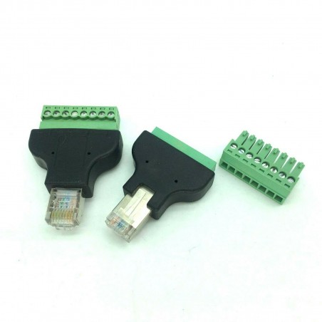 Conector Ethernet RJ45 Cat5/5e con Terminal Tipo Bloque 8 pines Tipo MACHO