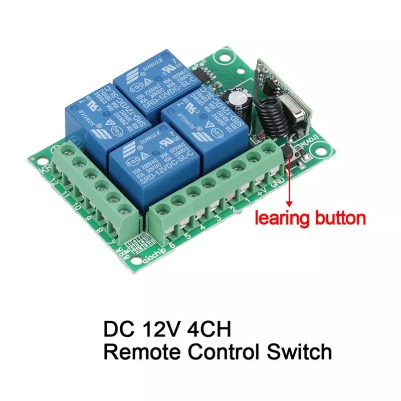 Rele Inalambrico 4 Canales 2 Controles 12V 433MHZ KR1204-4