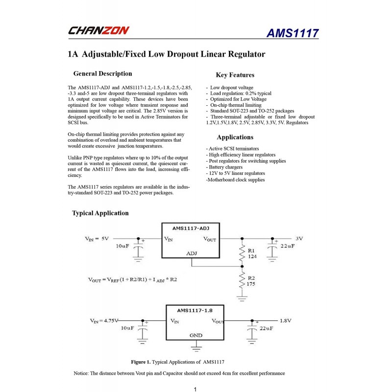 Regulador de voltaje AMS1117 SOT-223 (ADJ-1.2V-1.8V-3.3V-5.1V) Valor ...