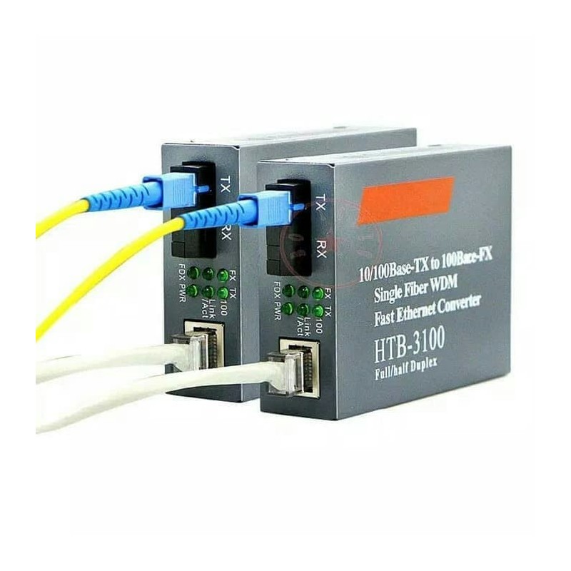 TransReceiver de fibra óptica TX y RX 25Km (par de media converter)