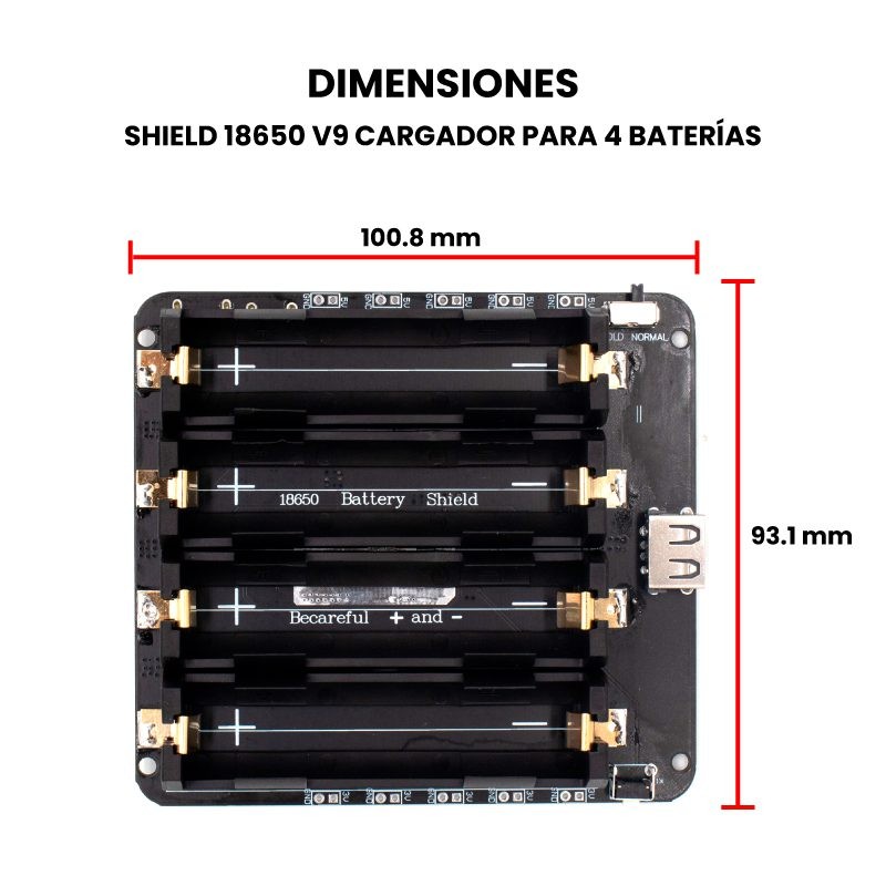 Modulo Cargador de Bateria 18650 Shield 1/2/4 Baterias Tipo 4 Espacios