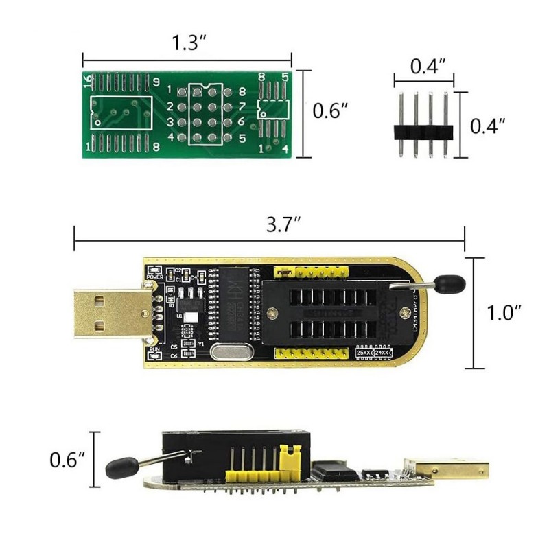 Programador USB CH341 con Base1.8v SPI Flash Sop8 Dip8 W25 Tipo Set #2: CH341 + Socket de ...