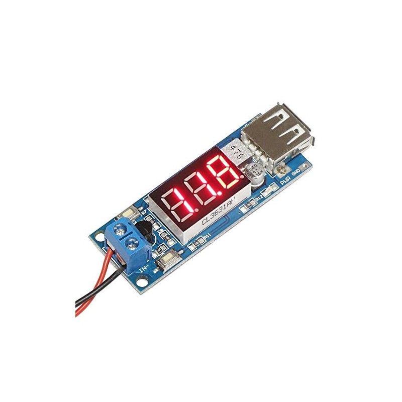 Regulador de voltaje descendente USB DC-DC 5V 2A HW-318 con pantalla