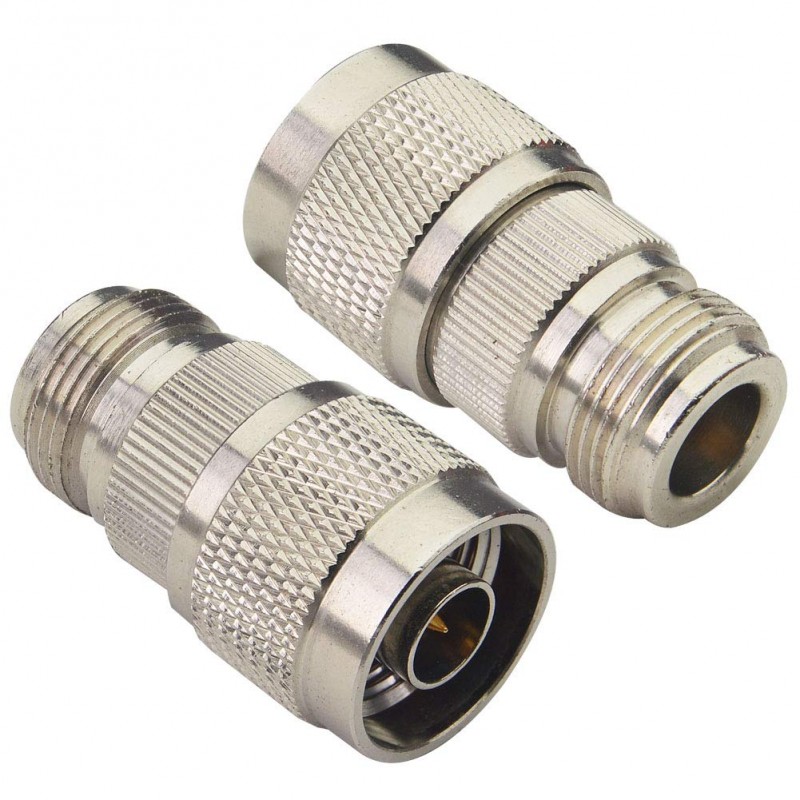Adaptador RF de coaxial tipo N hembra a macho, con rosca giratoria