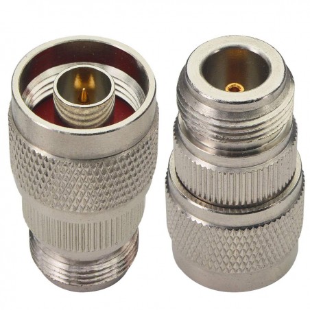 Adaptador RF de coaxial tipo N hembra a macho, con rosca giratoria