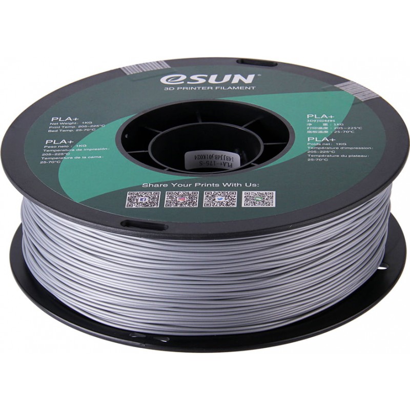 FILAMENTO PLA+ ESUN 1.75MM 1KG Color Plateado