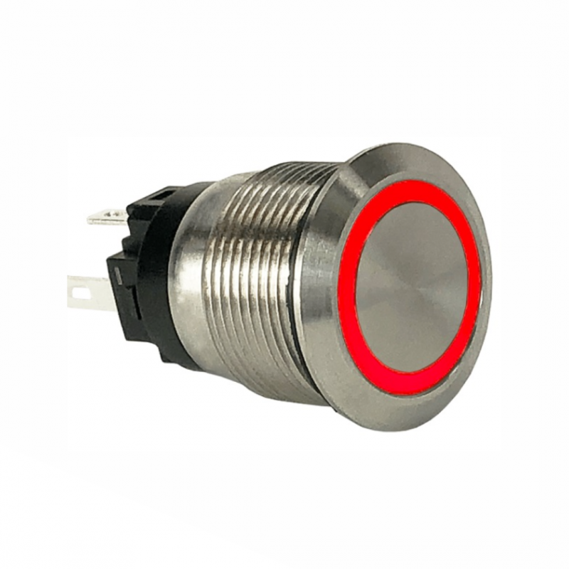 Interruptor Push Button con bloqueo 12mm con luz color verde / rojo ...