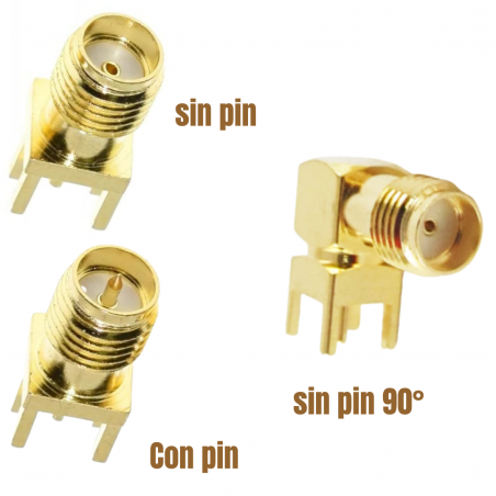 Conector SMA hembra para PCB Tipo Sin Pin