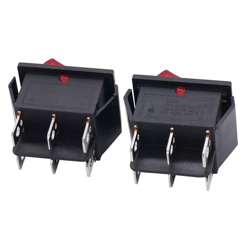 Interruptor KCD4 6 pines con luz Color Rojo