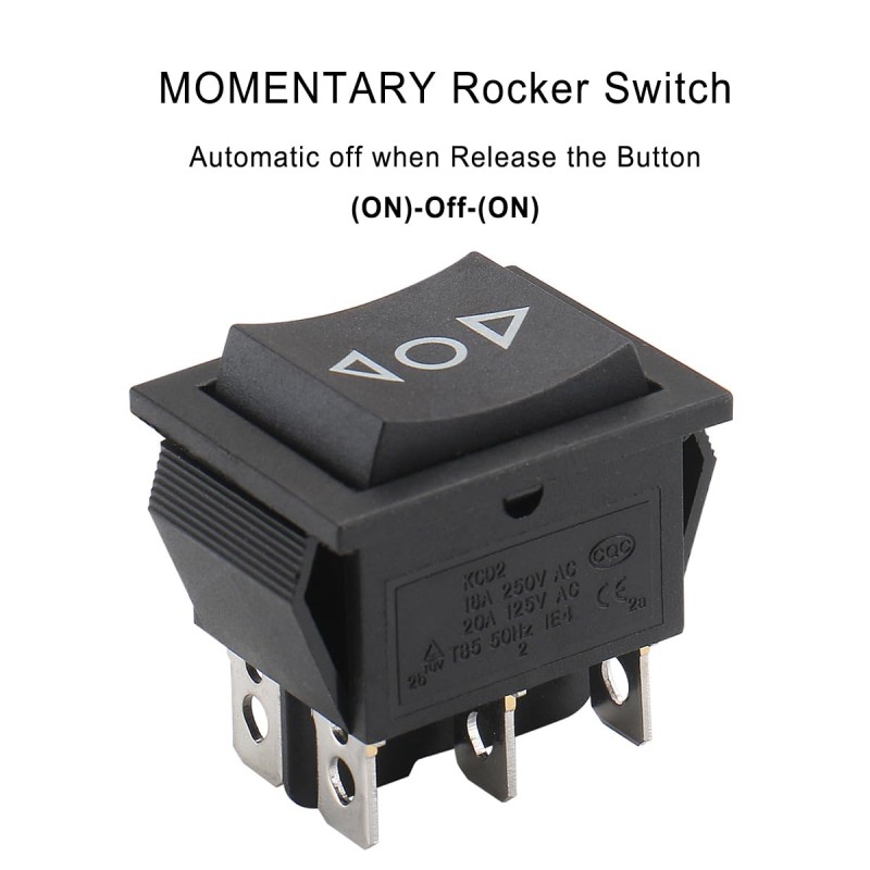 Interruptor momentaneo KCD4 T105/55, 3 posiciones ON-OFF-ON 6 pines