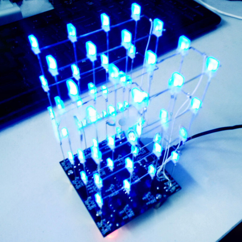 Experimento de electronica cubo OLED DIY 4x4x4