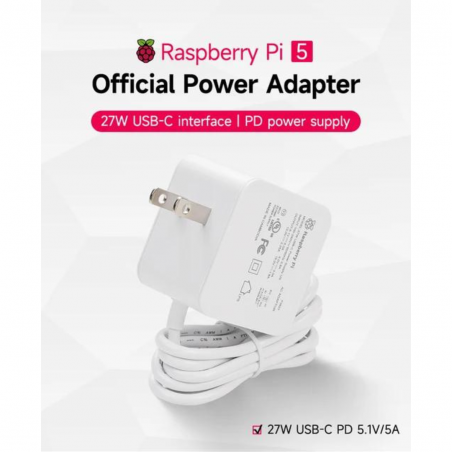 Fuente Para Raspberry PI5 USB-C 5.1V 5A 27W Original