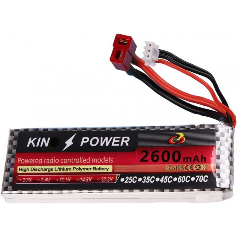Bateria Tipo Lipo recargable Kin Power 7.4V 2S 2600mah 25C