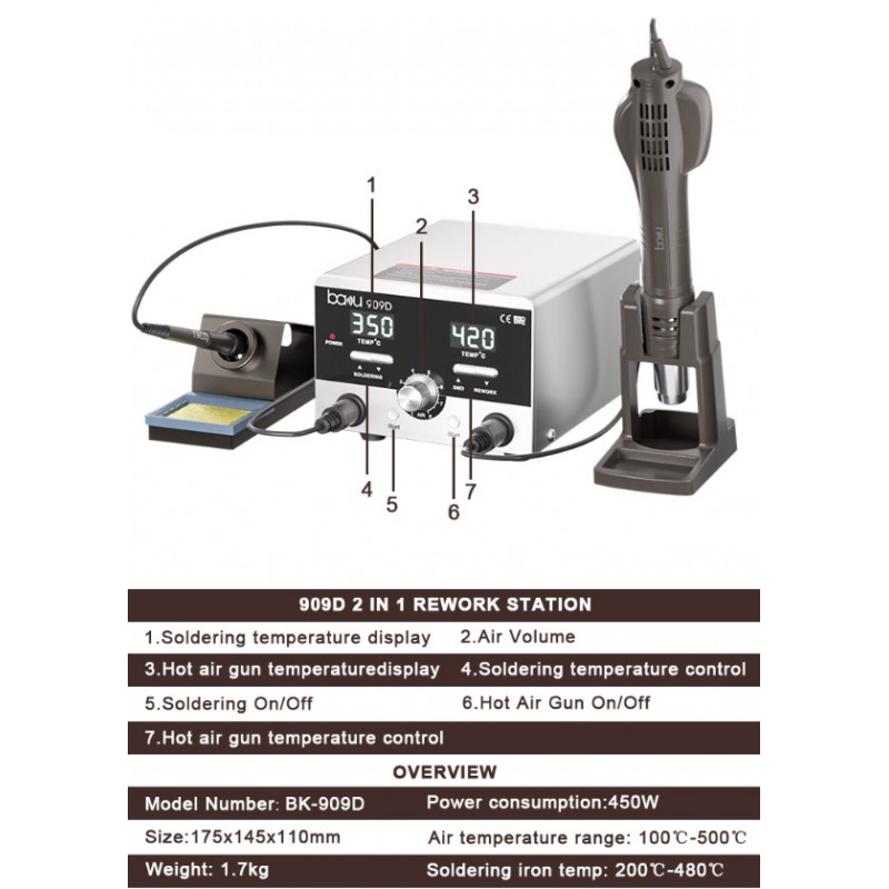 Estacion de Soldadura 2 en 1 BAKU BK-909D