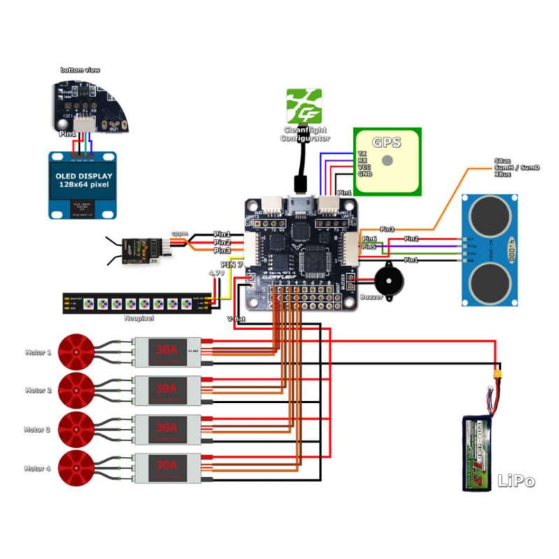Placa Controlador de Vuelo para Drone SP Pro Racing F3 CleanFlight
