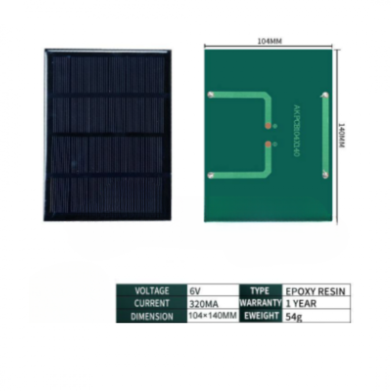 Panel solar 6V-18V Valor 6V 320mA