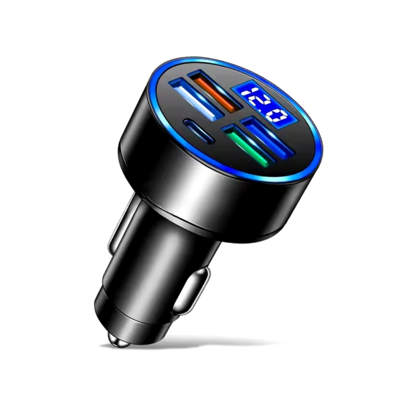 Adaptador de carga de cigarrera para vehiculo 5 puertos USB PD QC3.0 USB-C 250W