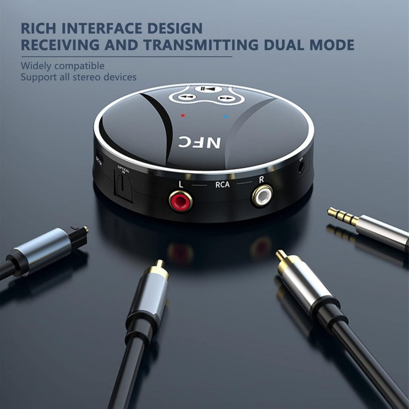 Transmisor y Receptor Bluetooth 2 en 1 NFC 5.0 RCA/3.5mm/optico