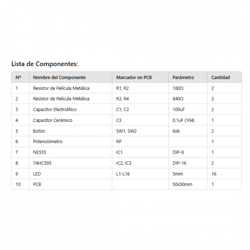 Modulo de luces NE555 + 74HC595 16Bit 16 canales con flujo de agua