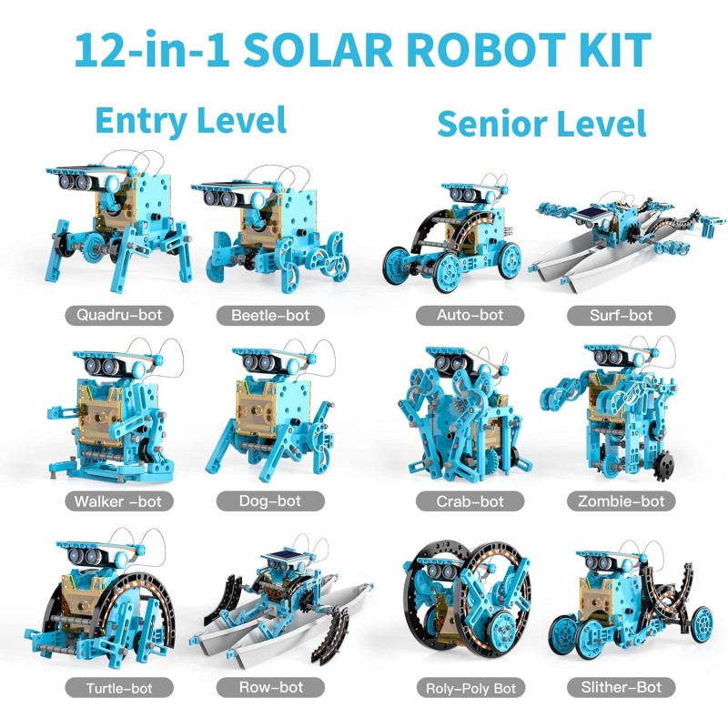 Robot Solar 12 en 1 STEM Lucky Doug (KIT) COLOR AZUL