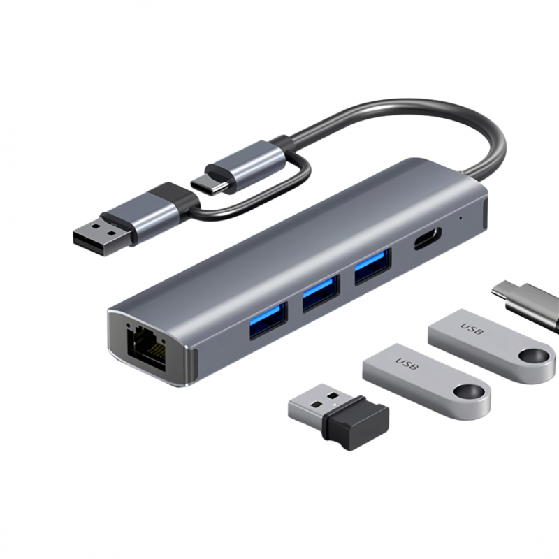 Adaptador de red y HUB RJ45 a USB / USB-C