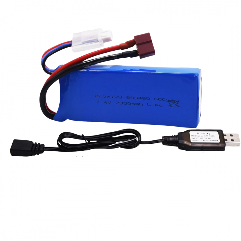 Bateria Lipo 7.4v 2000 mAh Blomiky 883480 con Cargador