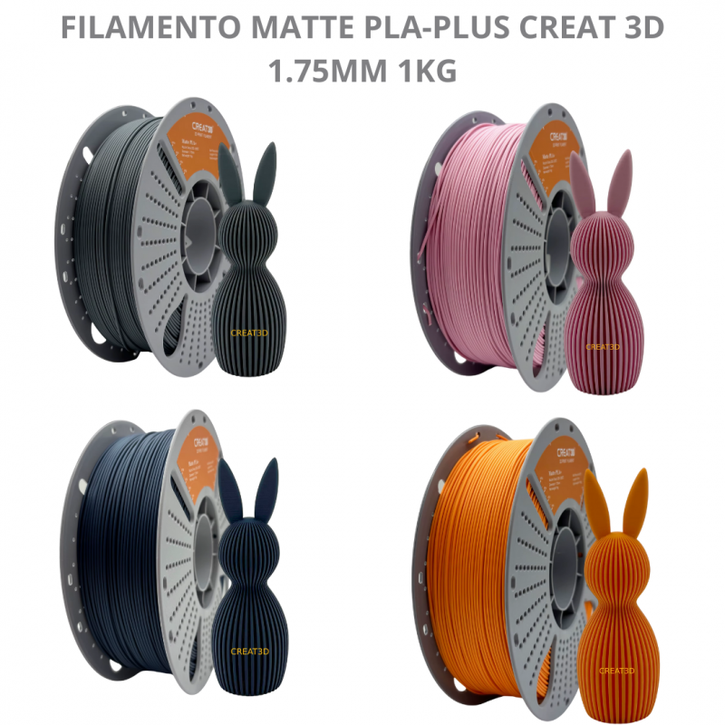 FILAMENTO MATTE PLA-PLUS CREAT 3D 1.75MM 1KG Color Gris Oscuro